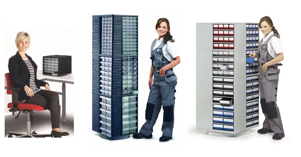 Armoire rotative à tiroirs | Colonne de rangement pour petites pièces